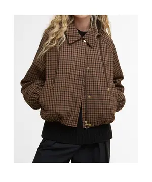 Barbour Gingham Hooded Cropped Jacket