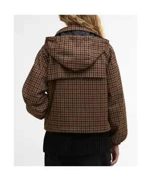 Barbour Gingham Hooded Cropped Jacket