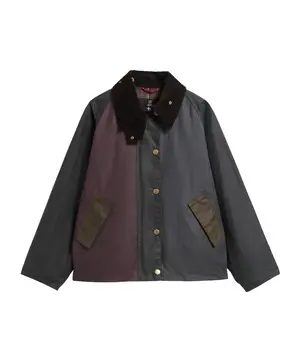 Barbour Colourblock Cordcollar Wax Jacket - Black