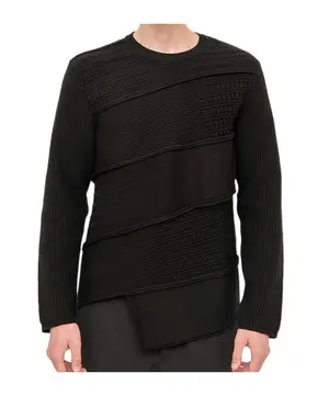Comme Des Garçons Long Sleeve Asymmetrical Sweater - Black