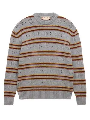 Marni Cashmere Striped Knit Sweater - Grey