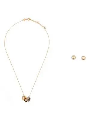TORY BURCH TORY BURCH Stainless Steel Crystal Necklace And Stud Earrings Set