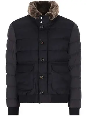 MOORER Quilted Technical Coat - Navy
