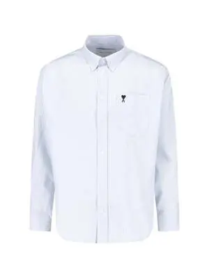 AMI Paris Striped Cotton Button-up Shirt