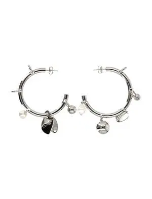 JUSTINE CLENQUET Asymmetric Heart Charm Hoop Earrings - Palladium