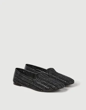 Brunello Cucinelli Techno Raffia And Calfskin Flats