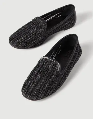 Brunello Cucinelli Techno Raffia And Calfskin Flats
