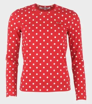 Play Comme Des Garcon Comme Des Garcons Play Polka Dot Long Sleeve T-Shirt White