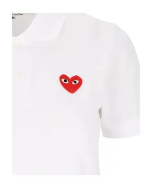 Play Comme Des Garcon Heart Logo Patch Short-sleeved Polo Shirt