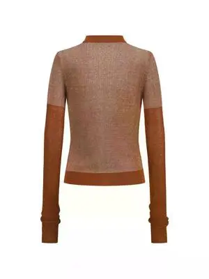 OUDE WAAG Metallic Ribbed-knit Cardigan - Brown