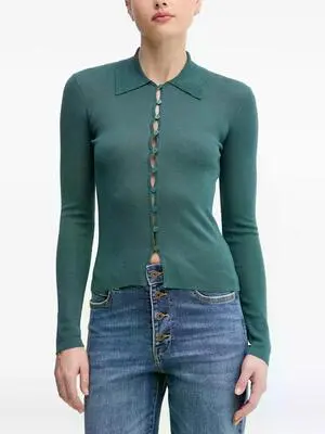 Sisley Scalloped-edge Button-up Cardigan - Green