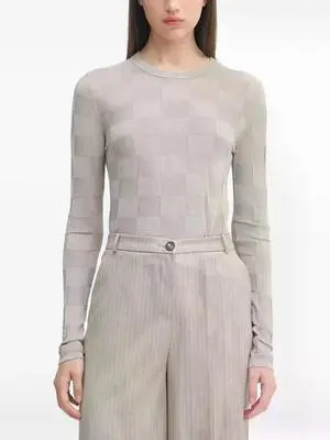 Sisley Check-pattern Long-sleeve Sweater - Neutrals