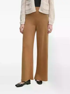 Sisley Fine-knit Wide-leg Trousers - Brown