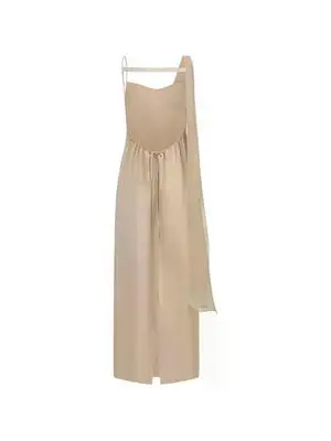 OUDE WAAG Ribbon-panelled Draped Midi Dress