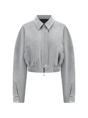OUDE WAAG Corduroy Cocoon Cropped Jacket - Grey