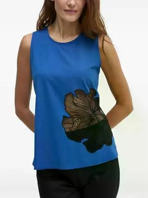 Sisley Floral-patch Sleeveless Top - Blue
