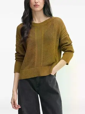 Sisley Open-knit Ribbed-trim Sweater - Brown