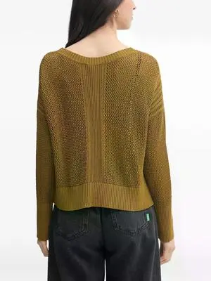 Sisley Open-knit Ribbed-trim Sweater