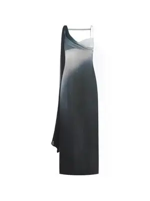 OUDE WAAG Ribbon-panelled Printed Maxi Dress - Grey