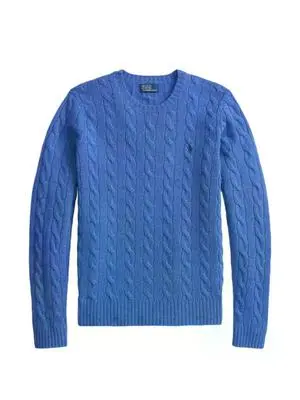 Polo Ralph Lauren Logo-embroidered Cable-knit Sweater - Blue