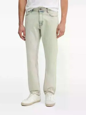 Sisley Acid-wash Logo-patch Jeans - Blue