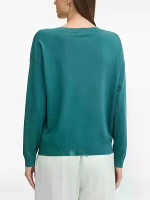 Sisley Boat-neck Drop-shoulder Pullover - Green