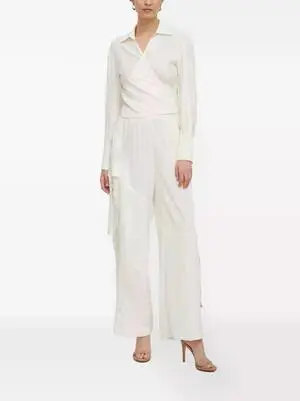 Sisley Wrap-style Long-sleeve Blouse - White