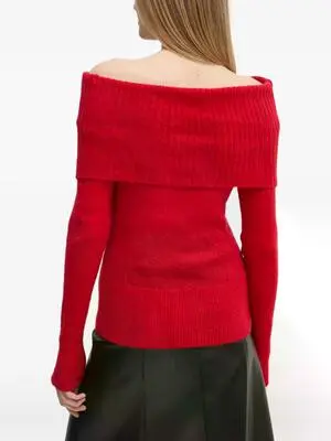 Sisley Off-shoulder Ribbed-knit Sweater