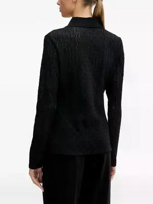 Sisley Crochet-knit Long-sleeve Polo Shirt