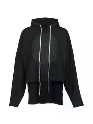 ARNODEFRANCE Overlapped Cropped Hoodie - Black