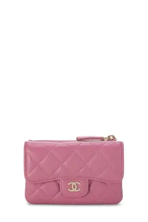 Chanel Quilted Lambskin Compact Wallet - Pink