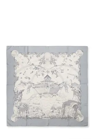 Hermès Multicolor 'après Le Déluge' Silk Scarf 90 - Grey