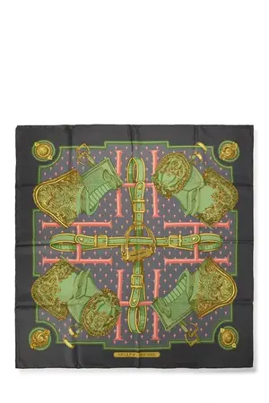 Hermès Multicolor 'selles A Housse' Silk Scarf 90 - Grey