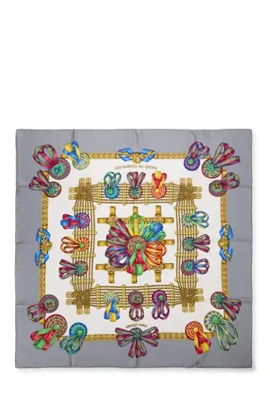 Hermès Multicolor 'les Rubans Du Cheval' Silk Scarf 90 - Grey