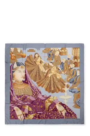 Hermès Multicolor 'splendeur Des Maharajas' Silk Scarf 90 - Grey