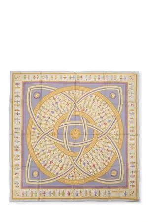 Hermès Multicolor 'donner La Main' Silk Scarf 90 - Grey