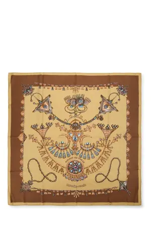 Hermès Beige & Multicolor 'parures Des Sables' Silk Scarf 90 Beige