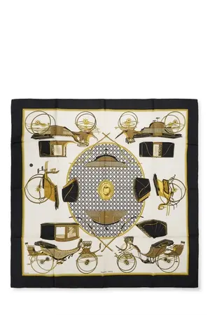 Hermès Multicolor 'les Voitures A Transformation' Silk Scarf 90 - Black