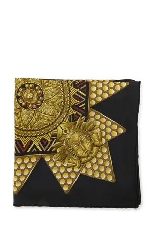 Hermès Multicolor 'l'or Des Chefs' Silk Scarf 90 - Black
