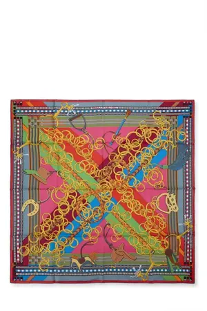 Hermès Multicolor 'brides Et Gris Gris' Silk Scarf 90 - Multi