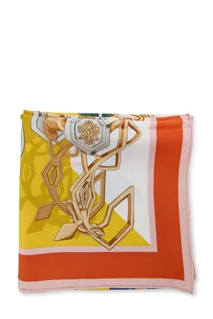Hermès Pink & Multicolor 'brides Et Destin' Silk Scarf 90