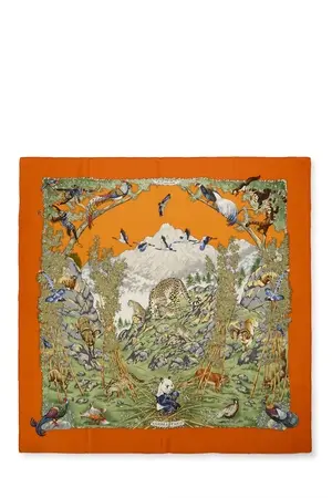 Hermès Multicolor 'sichuan' Cashmere Scarf - Orange