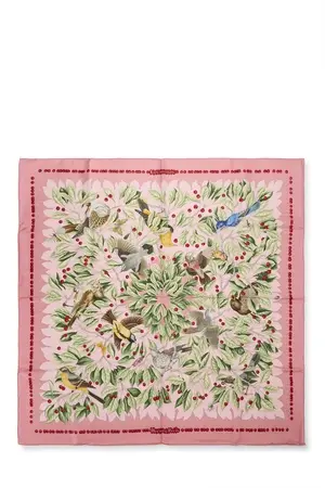 Hermès Multicolor 'les Merises' Silk Scarf 90 - Pink
