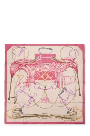 Hermès Multicolor 'projets Carrés Au Crayon' Silk Scarf 90 - Red