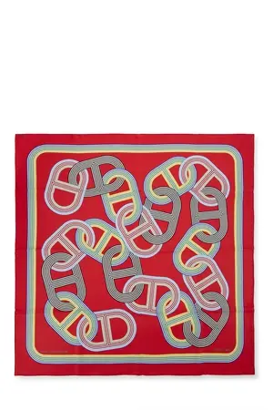 Hermès Multicolor 'circuit 24 Faubourg' Silk Scarf 90 - Red