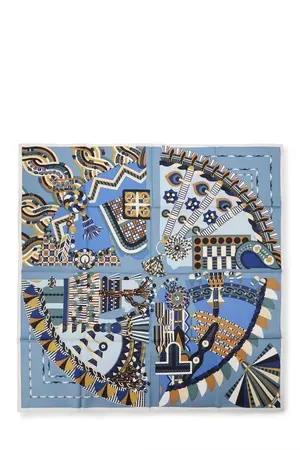 Hermès Multicolor 'haute Parure' Silk Scarf 90 - White