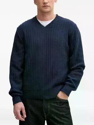 Sisley Ribbed-knit V-neck Sweater