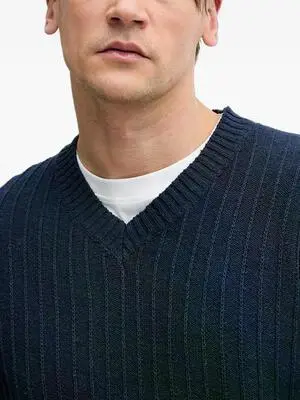 Sisley Ribbed-knit V-neck Sweater