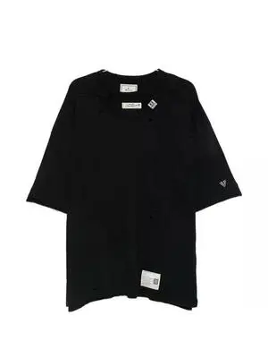 Mihara Yasuhiro Distressed-effect Layered-neck T-shirt - Black