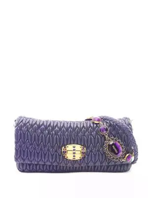 Miu Miu 2010s Nappa Crystal Matelassé Clutch Bag - Purple